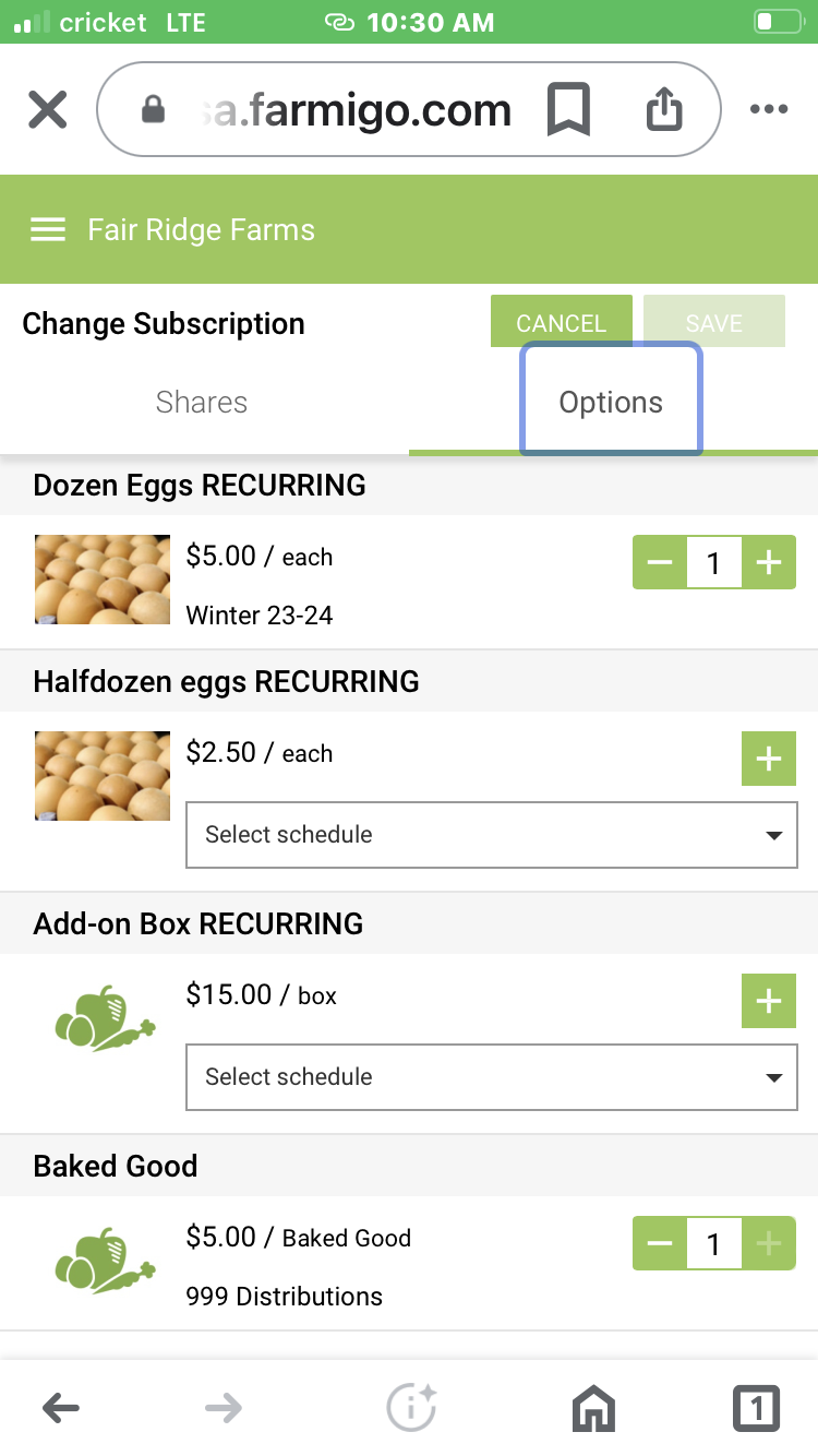 farmigo recurring orders - FAIR RIDGE FARMS